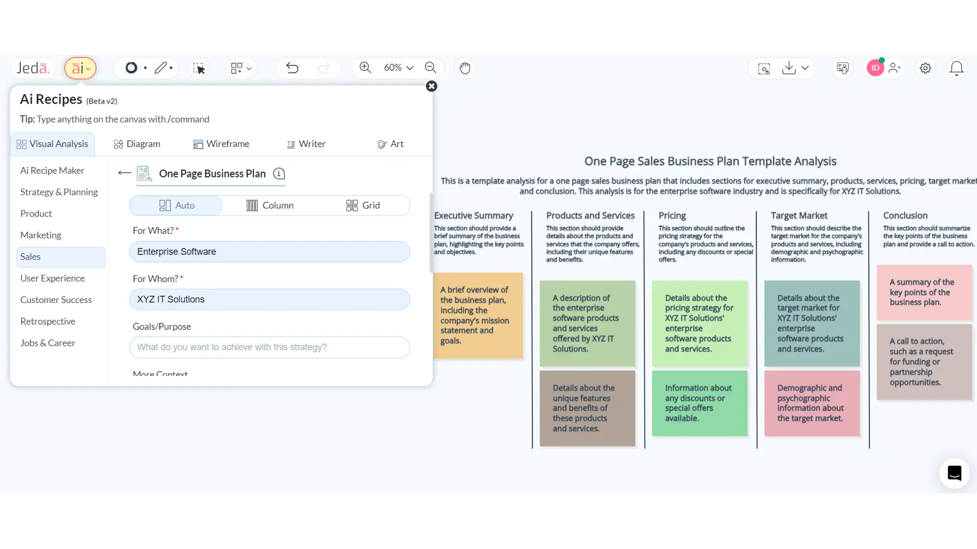 Free AI Business Plan Generator - Jeda.ai's Multimodal AI Workspace